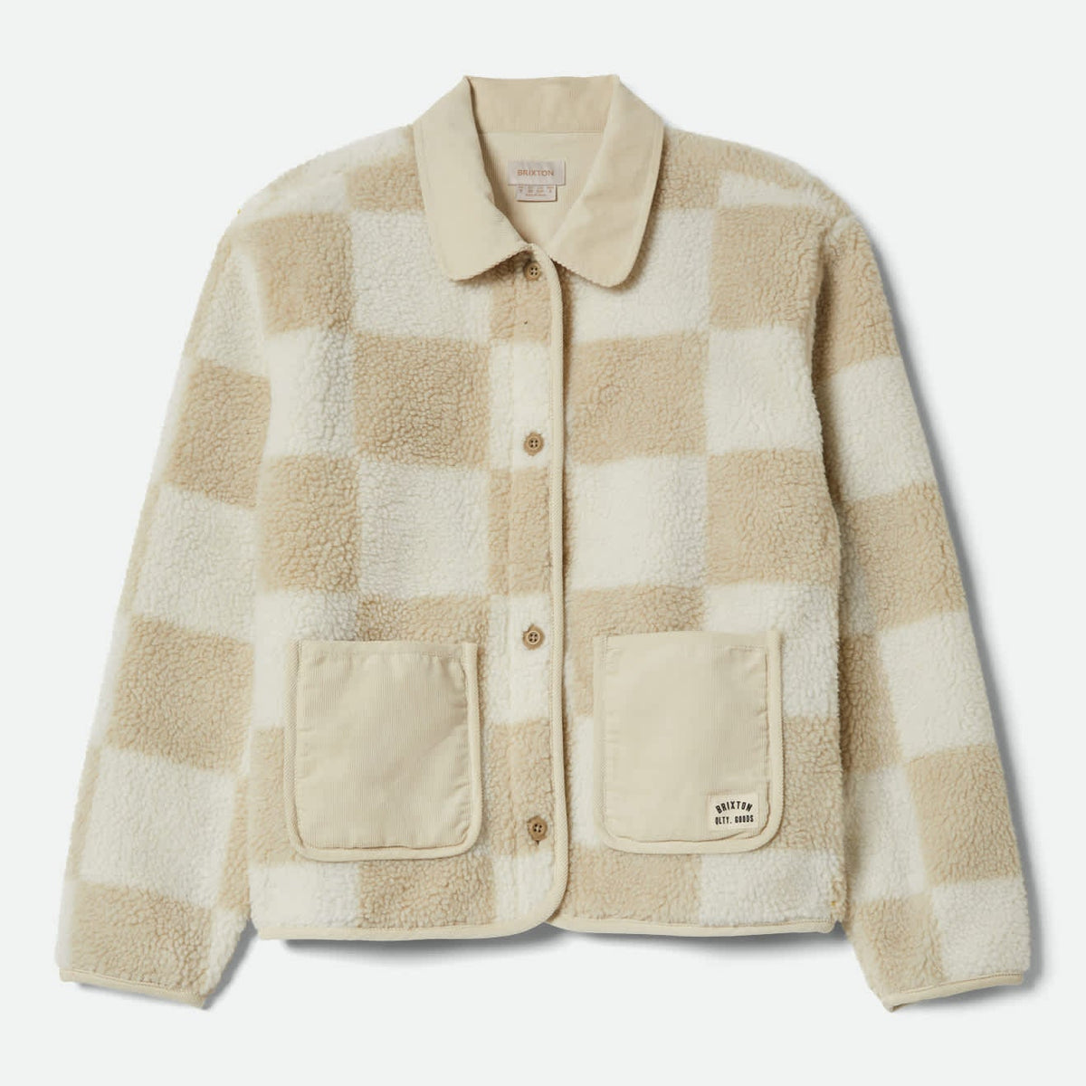 Women's Delilah Sherpa Jacket in White/Natural Finish Line Checker ...